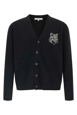 Maison Kitsuné Fox Head Intarsia Merino' Cardigan - Black