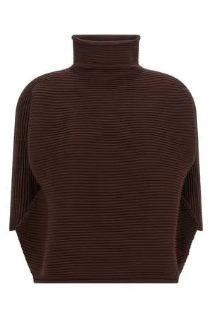 PLEATS PLEASE Blouse 'zig Zag Knit - Brown