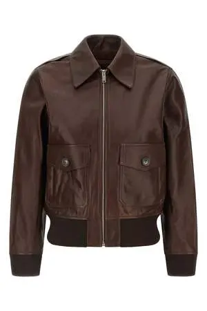 A.p.c. Leather Blouson With Patch Pockets