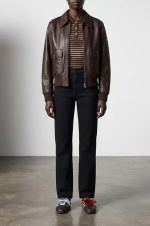 A.p.c. Leather Blouson With Patch Pockets