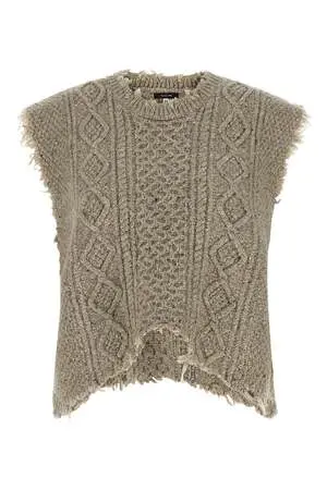 R13 Vest With Distressed Edges - Gray