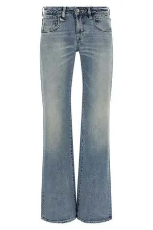R13 Flared Jeans With Leather Patch - Blue