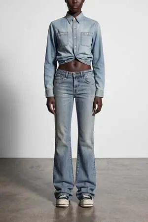 R13 Flared Jeans With Leather Patch