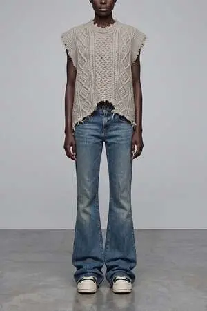 R13 Flared Jeans With Distressed Details