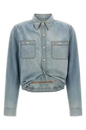 R13 Wrap Around Denim Shirt - Light Blue
