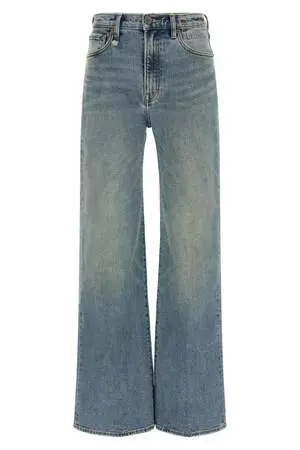 R13 Wide-leg Jeans With Signature Embroidery - Blue