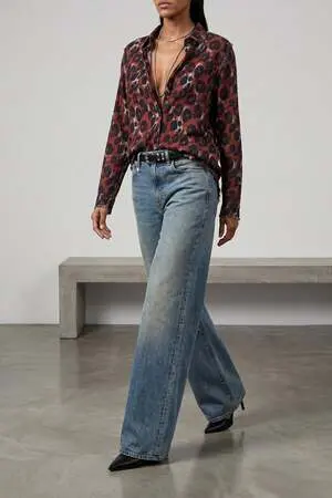 R13 Wide-leg Jeans With Signature Embroidery