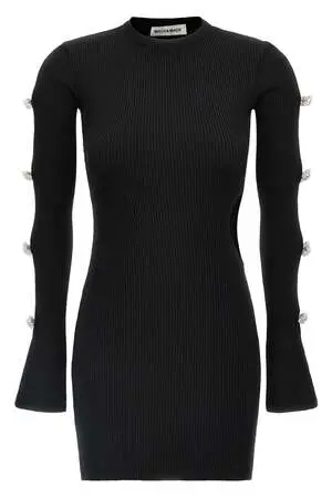 Mach & Mach Cut-out Crystal Bow' Dress - Black
