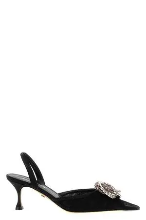Mach & Mach Galaxy Tulle' Slingback Pumps - Black