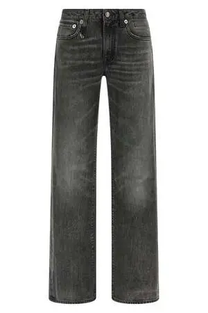R13 Jeans Leather Patch Detail - Gray
