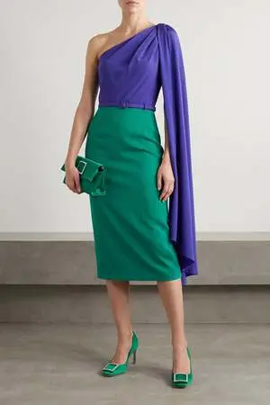 Carolina Herrera Color Block One-shoulder Dress