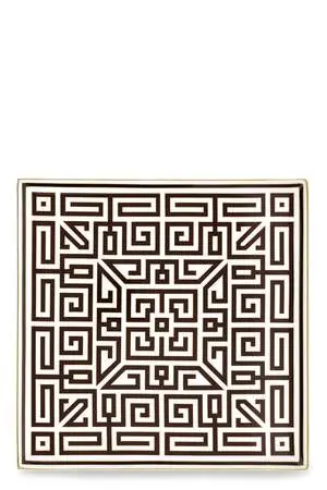 GINORI 1735 Square Tray With Geometric Pattern - Brown