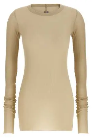 Rick Owens Ribbed T-shirt With Raw-cut Hem