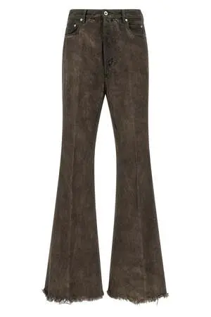 Rick Owens Bolan Bootcut Jeans With Frayed Hem - Gray