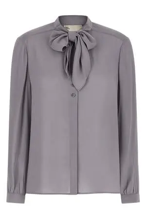 Tory Burch Neck-bow Blouse - Gray