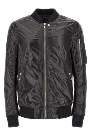 Rick Owens Bomber Jacket With Sleeve Pocket - Black