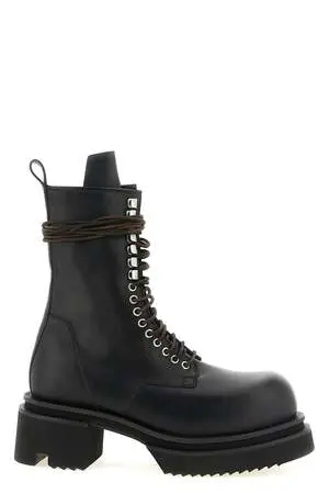 Rick Owens Lace Up Bogun Ankle Boots - Black