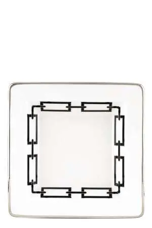 GINORI 1735 Square Trinket Dish Platinum Rim - White/black