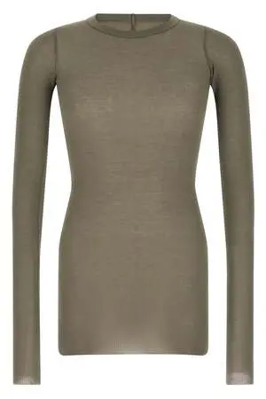 Rick Owens Ribbed T-shirt With Raw Hems - Gray