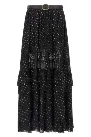 SELF-PORTRAIT Maxi Skirt With Lace Insert