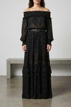 SELF-PORTRAIT Maxi Skirt With Lace Insert