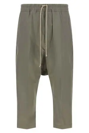 Rick Owens Cropped Trousers With Elongated Drawstring - Gray