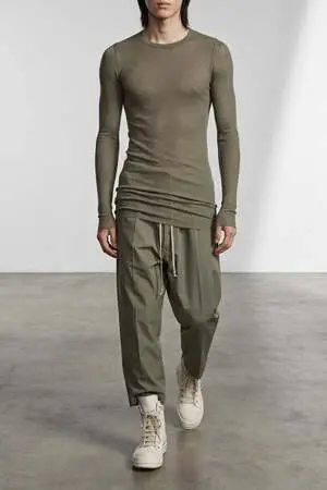 Rick Owens Cropped Trousers With Elongated Drawstring