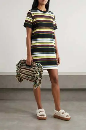 Sacai Fringed Knit Handbag With Rigid Handle