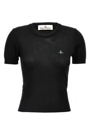 VIVIENNE WESTWOOD Knit Top With Embroidered Orb - Black