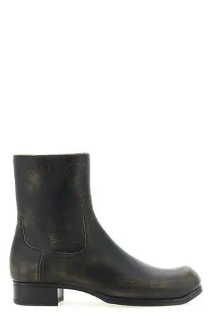 MAISON MARGIELA Aged Leather Ankle Boot - Black