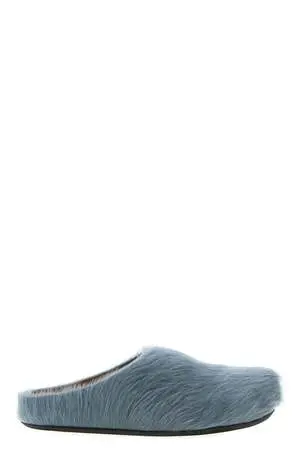 Marni Sabot In Textured Calf Hair - Light Blue