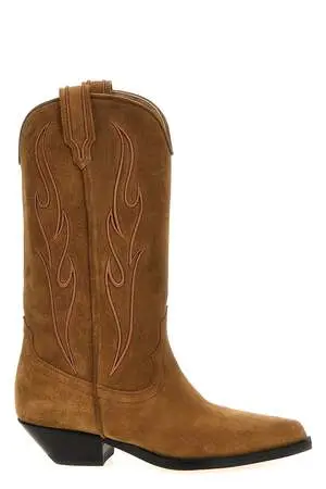 SONORA Flame-embroidered Western Boot - Brown