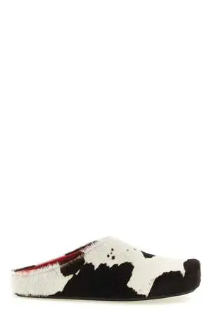 Marni Fussbett Sabot In Cow-print Calf Hair - Multi