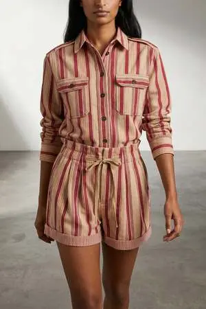 MARANT ETOILE Shorts Striped Cotton Canvas