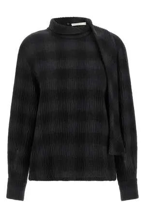 TELA Venus Blouse With Draped Neckline - Gray
