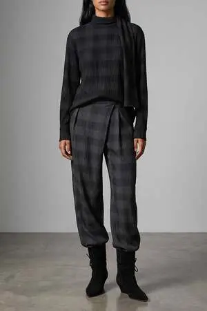 TELA Venus Blouse With Draped Neckline - Gray