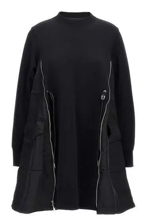 Sacai 'sponge Sweat X Nylon Twill' Dress Black