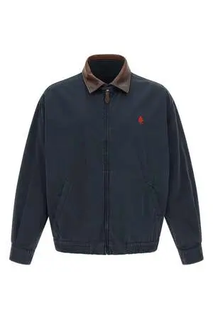 Prada Leather Collar Jacket - Blue