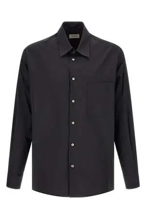 LEMAIRE Cotton And Silk Shirt With Patch Pocket - Black