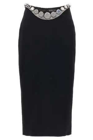 David Koma Octopus Circle Embr Waistband' Skirt - Black