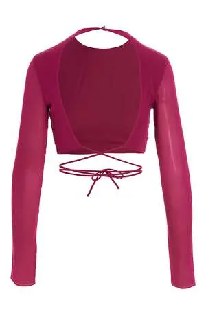 Andamane Top 'open Back Crop Top In Georgette Stretch