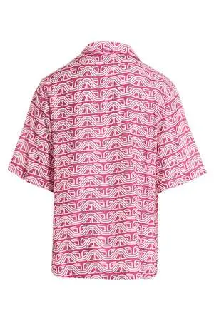 Gcds Shirt 'waved Logo Print Bowling Shirt