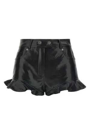 SELF-PORTRAIT Shorts With Ruffled Hem - Black