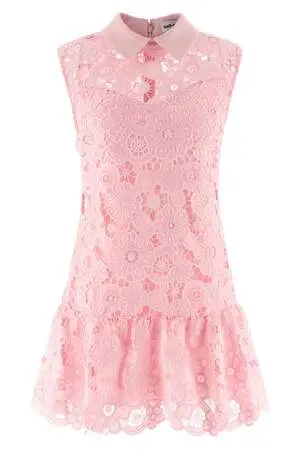 SELF-PORTRAIT Mini Dress With Solid Collar - Pink
