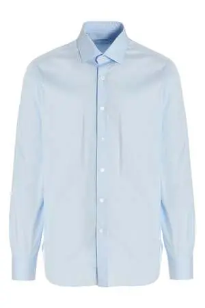 BARBA NAPOLI Poplin Stretch' Shirt - Light Blue