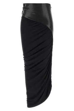 Andamane Midi Skirt With Draped Detailing - Black