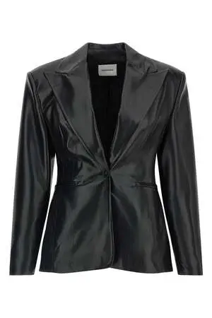 Andamane Single-breasted Leather-effect Blazer - Black