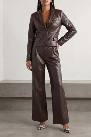 Andamane Fitted Faux Leather Blazer