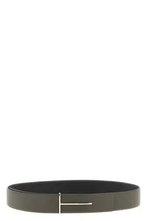 TOM FORD Pebbled Leather Reversible T Belt
