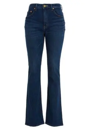 TU ES MON TRESOR Flared Jeans With Engraved Button - Blue